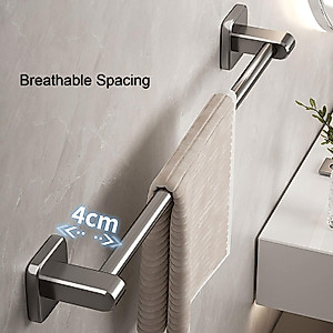 YIKANGHENG Towel Rack, 11.8 Inch No Punching Aluminium Towle Rod for Hanging of Towel and Shoes in Bathroom and Bedroom (Gray)