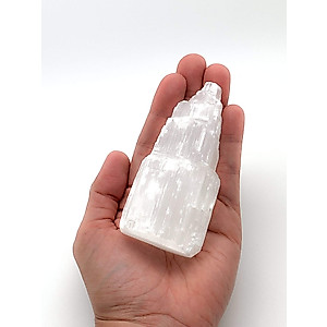 2 Selenite Natural Towers Skyscraper 4" Tall, 1 California White Sage Smudge Stick 4" and 1 Palo Santo Stick from Perú - Salvia- Protection from Negative Energy Reiki Chakra Crystal Healing