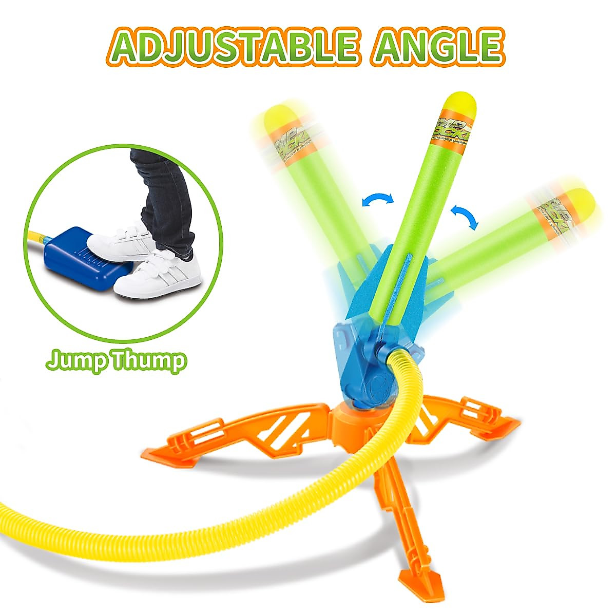 Banvih Toys Rocket Launcher for Kids, for Ages 3 4 5 6 7 8+ Years Old, Stomp Outdoor Toys Games, Toddler Boys Birthday Gifts, 6 Foam Air Rockets, Launch up to 120+ft