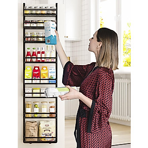 RUILALIFE Over-The-Door-Organizer Storage, Adjustabl Back of Door Organization for Bedroom Closet Bathroom, Wall Mount Spice Rack, Behind The Door Hanging Shelves (White)