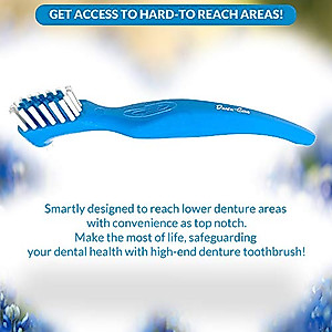 Denture Cleaner Tablets Equate Fresh Mint 240 Count Bundle with Dentu-Care Denture Brush for Maintaining Good Oral Care for Full/Partial Dentures