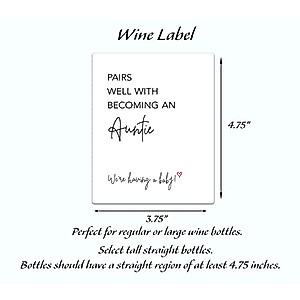 Pairs Well With Becoming an Auntie ● SET of 4 ● GENDER NEUTRAL Pregnancy Announcement Wine Labels, Baby Announcement to Friends Wine Label, Pregnancy Reveal, Alternative to Card WATERPROOF A200-4A1