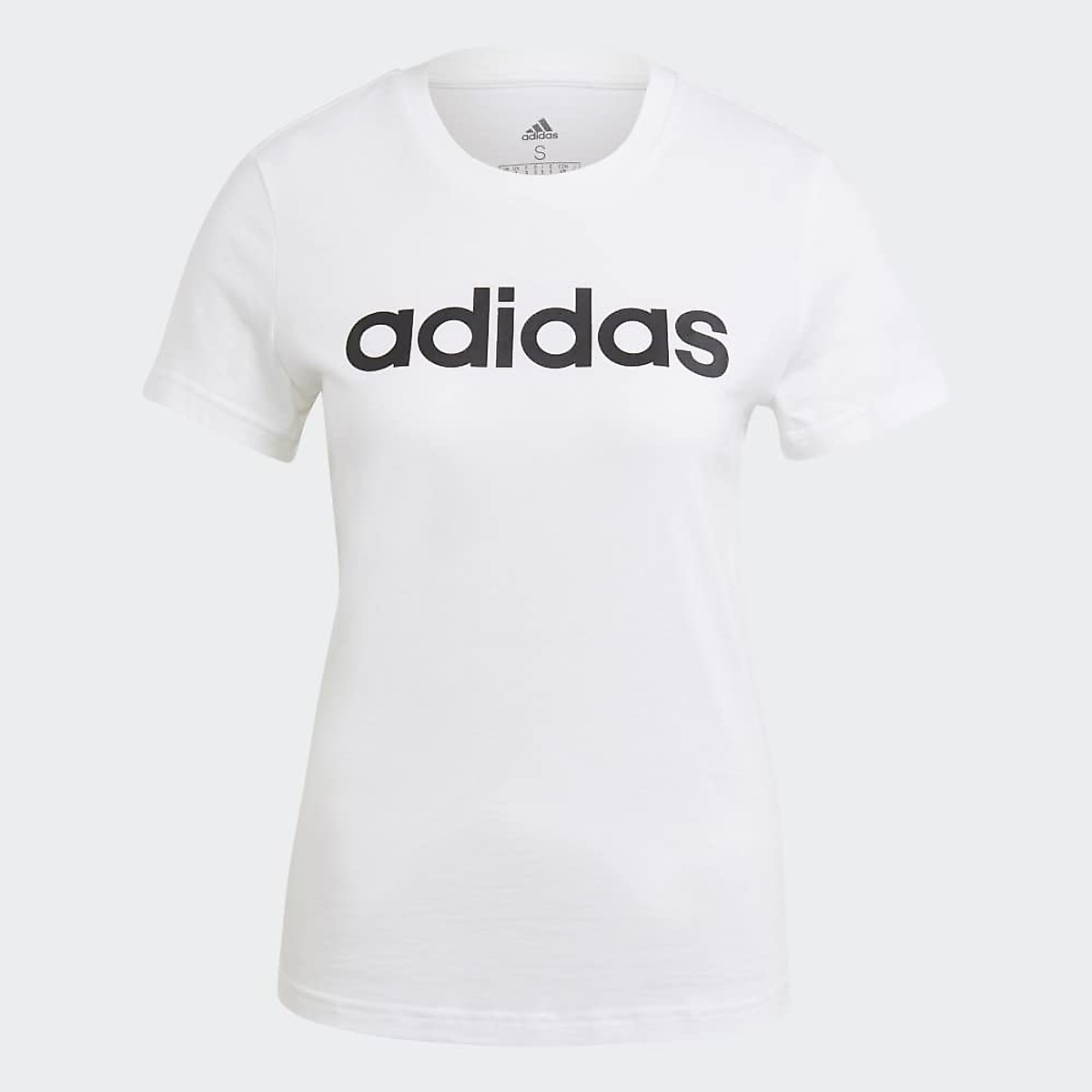 adidas womens Linear T-Shirt White/Black Medium