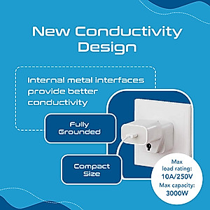 Ceptics India Travel Plug Adapter (Type D) for Pakistan, Nepal, Bangladesh - 3 Pack [Grounded & Universal] (GP-10-3PK)