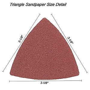 Triangle Sanding Pads Detail Sander Sandpaper for Oscillating 3-1/8 Inch Assorted Triangle Sandpaper 40/60/80/120/180/240 Grit Fit for Finishing Wood Sanding Plaster and Other Surfaces (100 Pack)