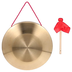 Generic Gong with Mallet, 22 cm/8.66inch Tam Tam Gong Traditional Chinese Percussion Instrument, Copper Decorative Chau Gong for Home, Office (H214140W243F9W3F2)