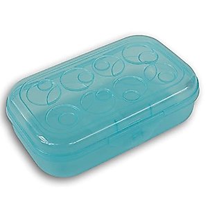 Snap-Close Pencil Case Box Circle Patterned Lid - Molokai Blue