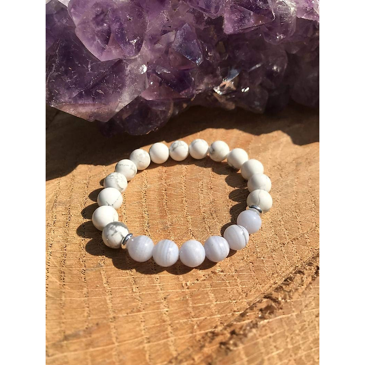 Precious-GEMS Jewelry Blue Lace Agate & Howlite