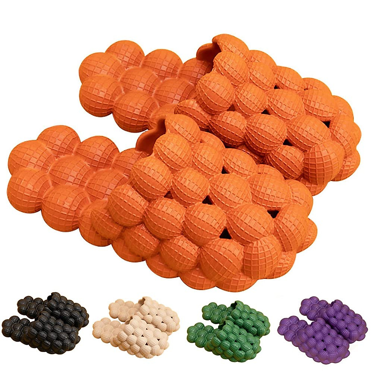 Tkieio Lychee Slippers Unisex Lychee Sandals Stress Relief Massage Sandals Bathroom Beach Slippers Soft EVA Slides (Women6-7.5/Men4.5-5.5, Orange, numeric_6)