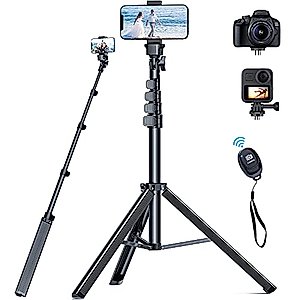 NEXBOOM Phone Tripod - 66" [Stable & Portable] Phone Tripod Stand with Remote, Travel Tripod Compatible with iPhone 14 Pro Max 13 12,Samsung S22/ Camera/GoPro/Video Recording