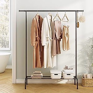 Gewudraw Clothes Rack, Metal Clothing Garment Rack, Extendable Freestanding Closet Wardrobe Rack Simple Clothing Organizer for Hanging Clothes