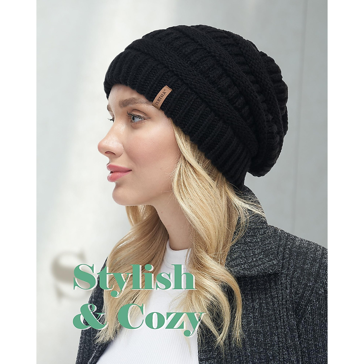 FURTALK Womens Winter Slouchy Beanie Hat Knit Warm Winter Hats for Women Soft Stretch Ski Cap Ladies Beanies