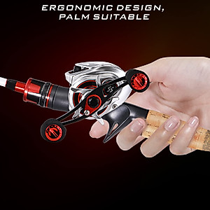 Sougayilang Baitcasting Reel – Lightweight Graphite Frame – 9 + 1 Anti-Reverse Ball Bearings, 8.0:1 High-Speed Gear Ratio Fishing Reel-Right Handle