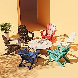 WUTUTUEE Adirondack Chair, Folding, Weather Resistant, White, Composite Material, Modern Style, Fire Pit Plastic Chair for Patio, Deck, Garden