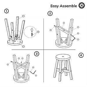 Acacia Wood Stool Round Small End Table, for Living Room Sofa Stool, Bedroom Makeup Stool, Bathroom Stool Wood 17.7" D x 11.4" W x 17.5" H, Natural Color