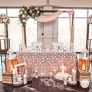 B-COOL Sequin Tablecloth Rose Gold Table Decorative Tablecloth Luxurious Vine Sparkly Tablecloth Ultimate Glam Inspired Wedding Graduation Event 90x156inches