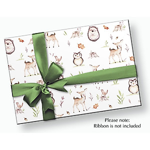 Stesha Party Fawn Woodland Gift Wrap Wrapping Paper - Folded Flat 30 x 20 Inch (3 Sheets)