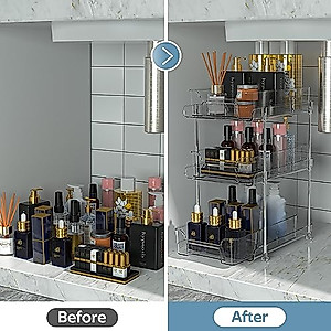 JUJEKWK Bathroom Storage 3 Tier, Clear Under Sink Organizer, Bathroom Organizers Under Sink, Bathroom Accessories, Bathroom Decor, Drawer Organizer