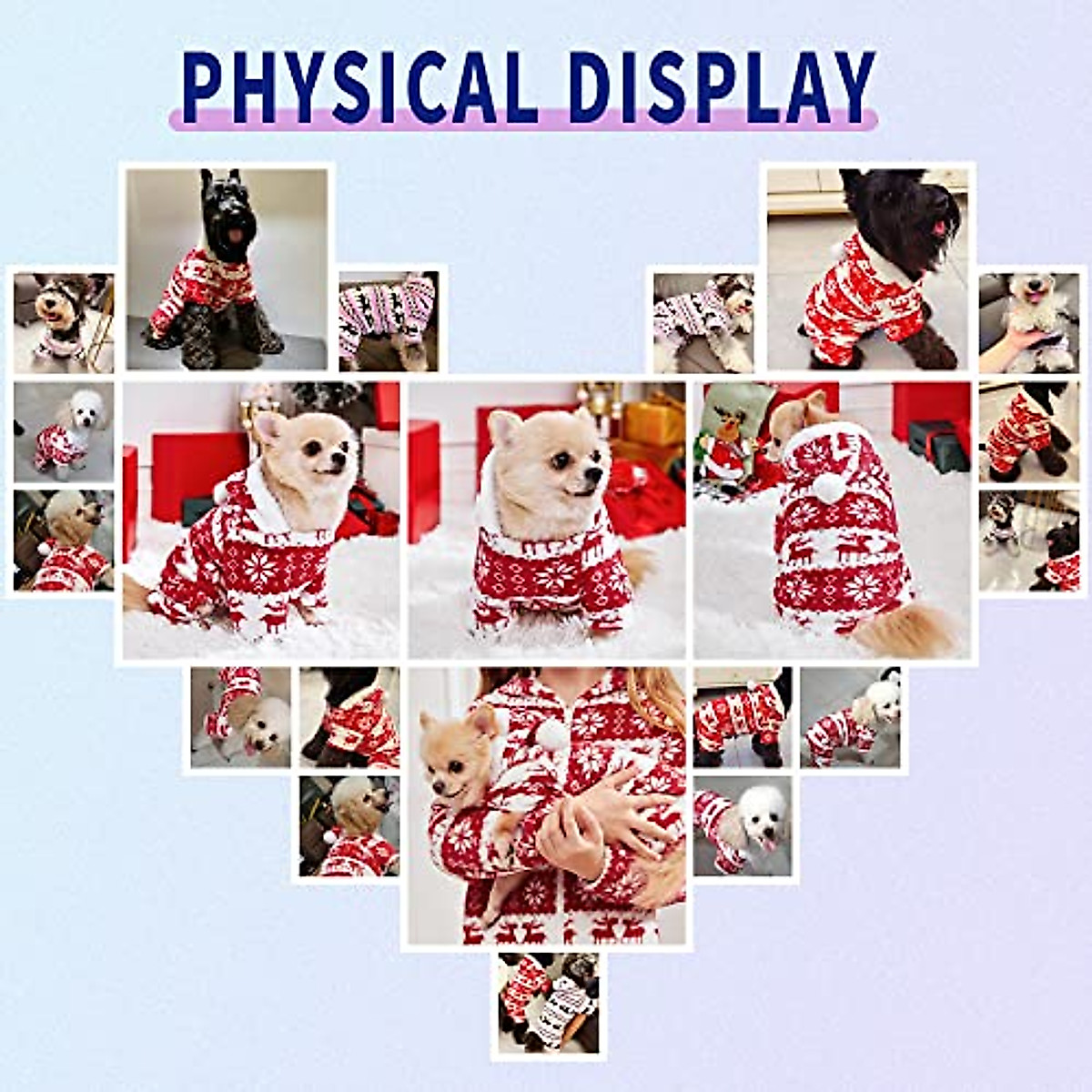 Christmas Pet Clothes with Hat,Soft Fleece Warm Hoodie Sweater Elastic,Suitable for Clothes Outfit for Puppy Small Dogs Cats（Grey,XXXX-Large）