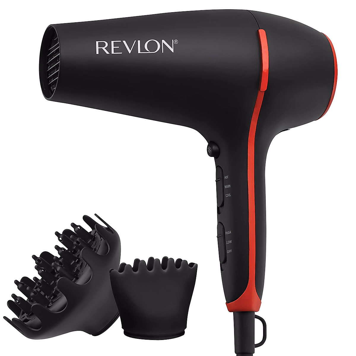 REVLON SmoothStay Coconut Oil Infused Hair Dryer with Diffuser | 1875W Blow Dryer Improves Shine for Smoother Styles and Tames Frizz for Silky Finish (Black)