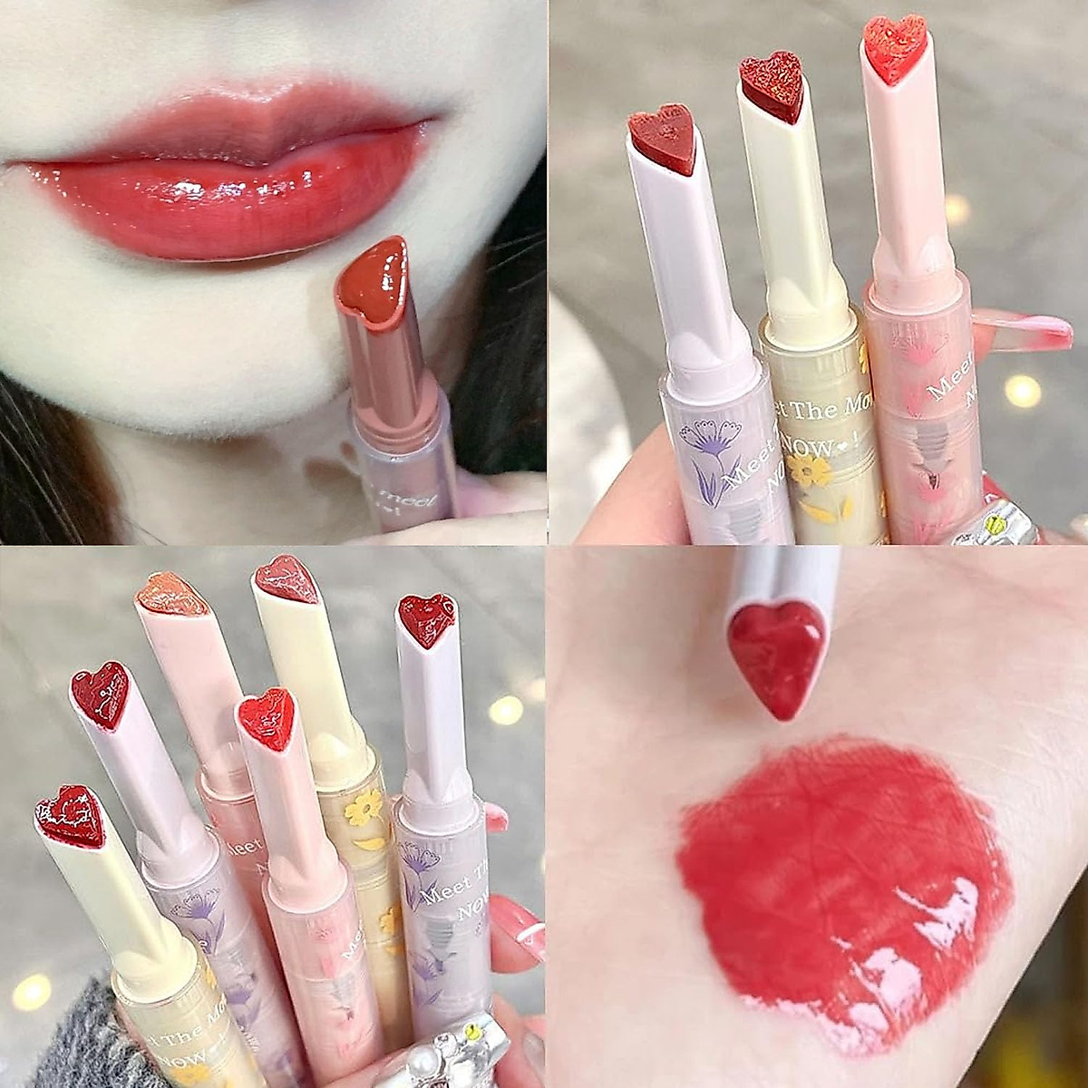 Heart Jelly Lipstick, Hydrating Lip Gloss Dew Tint Jelly Love Lipstick ,Long Lasting Moisturizing Tinted Lip Balm Plumping Lip Stain, Non-sticky, Vivid Color Glossy Lip Gloss Stick Lip Makeup (02#Ice Lychee)