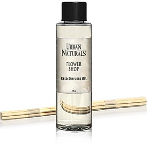 Urban Naturals Flower Shop Scented Oil Reed Diffuser Refill with Free Set of Reed Sticks! Violets, Daisies, Hyacinth & Rose Fragrance Notes