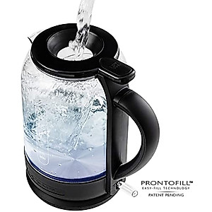 Ovente Electric Glass Kettle 1.5 Liter 1500W Power Portable Instant Hot Water Boiler Heater with ProntoFill Tech & Automatic Shut Off, Fast Boiling Cordless Body for Coffee Milk Tea, Black KG516B