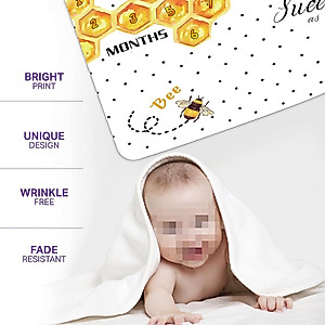 EARVO Honeycomb Bee Baby Monthly Milestone Blanket Boy or Girl Honeycomb Bee Baby Month Blanket Hippie Honey Backgrounds Milestone Blanket for Newborn to 12 Months Milestones 47”x40”BTXYEA23