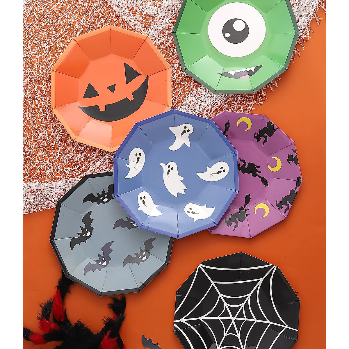 Winoo Design Halloween Plates - 48 PK - Halloween Paper Plates Disposable for Halloween Decor Halloween Decorations for Table Halloween Party Supplies Halloween Party Favor