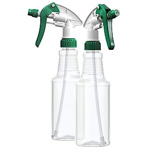 Bar5F Empty Plastic Spray Bottles 16-Ounce BPA-Free Food Grade Crystal Clear Fully Adjustable Sprayer 2-Pack