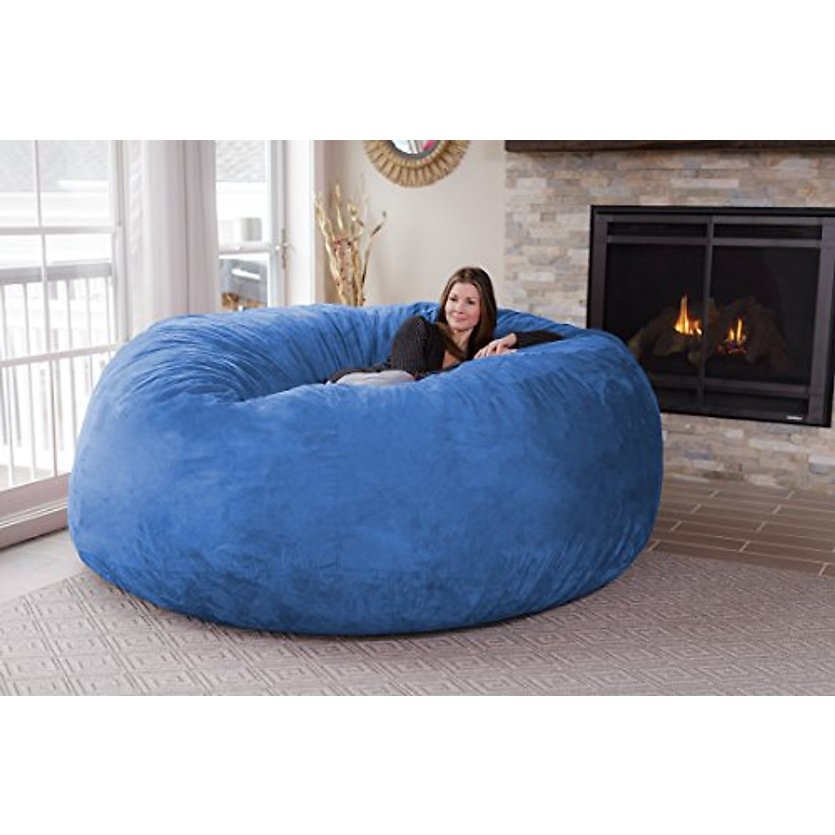 Chill Sack Bean Bag Chair: Giant 8' Memory Foam Furniture Bean Bag - Big Sofa with Soft Micro Fiber Cover - Royal Blue