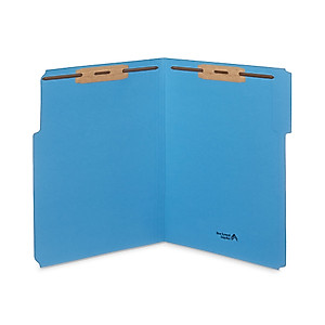 50 Assorted Color Fastener File Folders - Durable 2-Prong