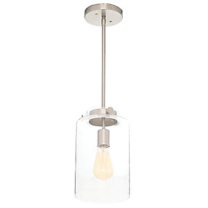 Home Decorators Collection 1-Light Brushed Nickel Mini Pendant with Clear Glass Shade