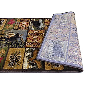 Area Rug Runner Wildlife Bear and Elk Scene (2 Feet 2 Inch X 7 Feet 2 Inch)