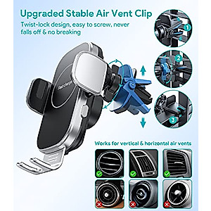 Wireless Car Charger, 15W Auto-Clamping Car Charger Mount, Air Vent Car Charging Holder for iPhone 14/14 Pro/13/13 Pro /12/12 Pro/ 11/11 Pro/Xr/Xs/X/8, Samsung S23/S22/S21(with QC 3.0 Car Charger)