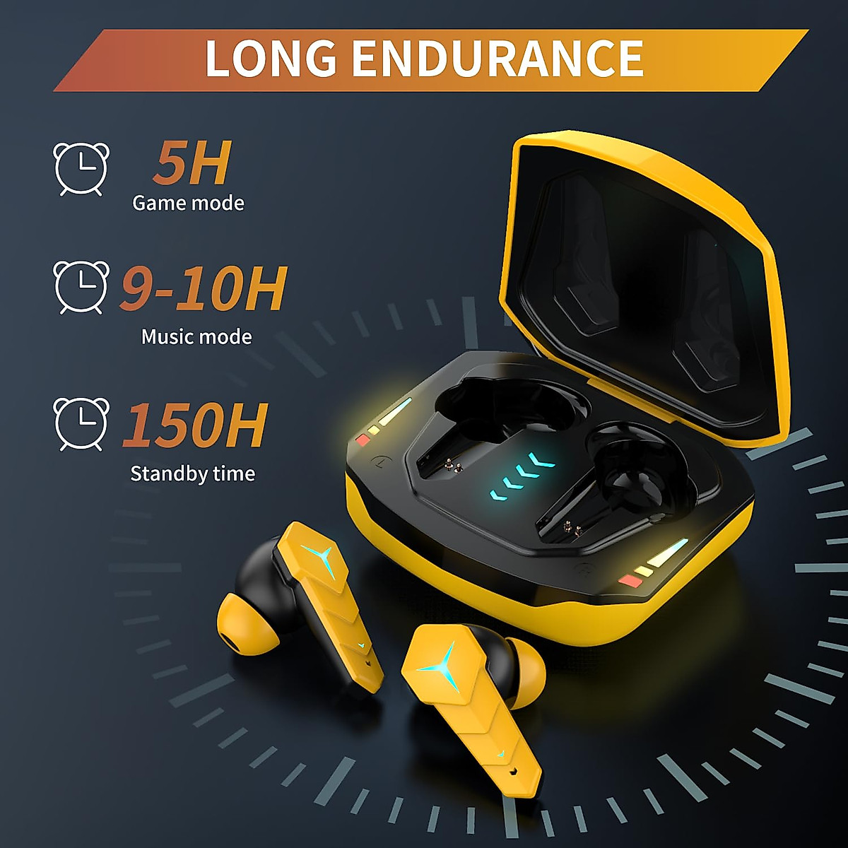 KINGSTAR Wireless Gaming Earbuds, Bluetooth 5.0 Game Earphones with Microphone in-Ear Gaming Headphones Noise Cancelling Earbuds Auto Pairing Ture Wireless Ear Buds for iOS Android