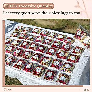 Oning 52 Pack Mix Bio Confetti, Dried Flower Petals, Real Rose Petals for Weddings, Valentine's Day Gifts, Wedding Confetti, Wedding Send Off Ideas, Flower Girl Dinner Table Centerpieces