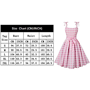 Nihsatin Barbie Pink Swing Dress Tie Shoulder Plaid Printed Knot Waist Dress