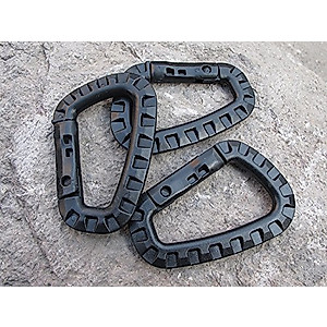 11pcs ITW Medium Tactical Outdoor Carabiner Hook Backpack Molle System D Buckle Military Outdoor Bag Hiking Climbing Accessories (Black)