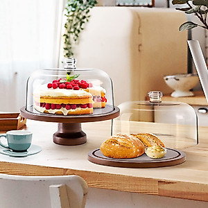 Jkwokback Cake Stand with Dome and Acrylic Lid, Cake Plate and Plastic Cake Cover with Detachable Base，Cake Display Server Tray for Birthday Kitchen Party Baking Gifts