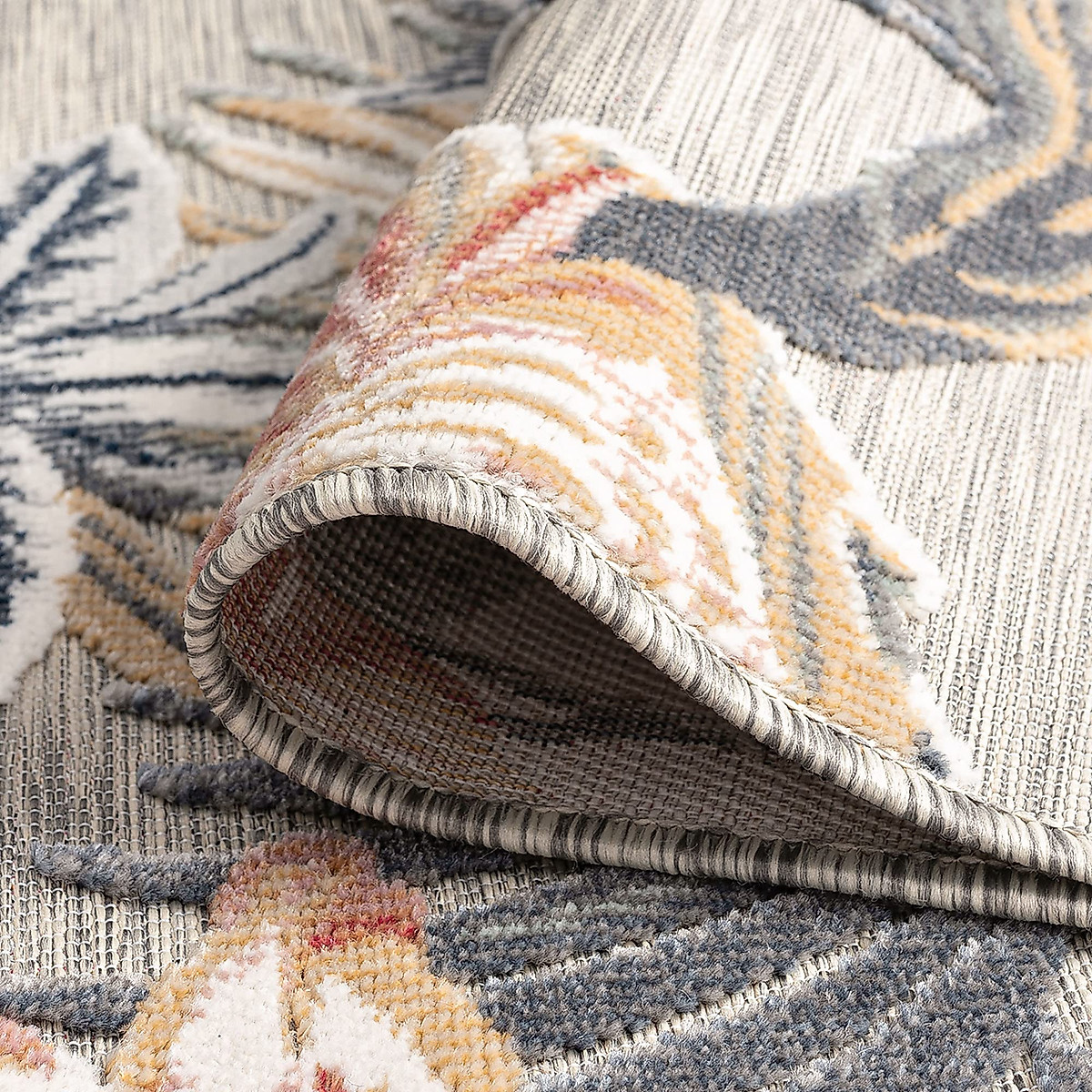 Water Resistant Modern 2x3 Indoor Outdoor Patio Rug | Floral, Small Outdoor Rugs for Patios, Deck, Porch, Entryway | Outside Area Rug | 1'11'' x 3'