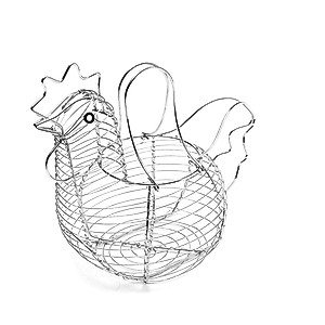 Aebor Chicken Egg Basket Holder Metal Wire Hen Shaped Kitchen Storage Rack, Egg Basket with Handle, Holds 15-20 Eggs, for Kitchen Living Room Home Décor Decoration Storage