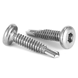 #12 x 1" Sheet Metal Screws 100Pcs 410 Stainless Steel Flat Head Socket Cap Screws, Tek Screws Allen Socket Drive Screws Fast Self Tapping Screws by SG TZH