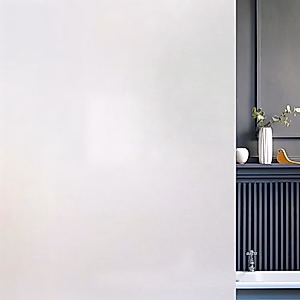White Frosted Glass Window Film 23.6 X 78.7inch, Shackcom Bathroom Window Privacy Film - Non Adhesive Static Cling - Sun UV Blocking Heat Control Door Window Covering Decals for Home
