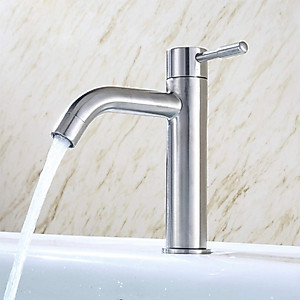 Cabilock Cabilock Single Cold Basin Faucet Stainless Steel Kitchen Faucet Bathroom Metal Faucet (Style 3)