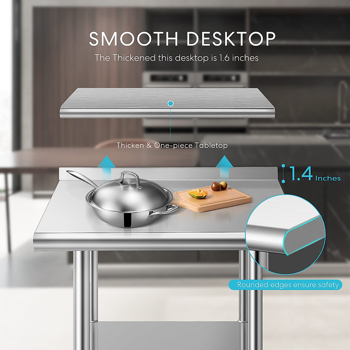 VIVOHOME 24 x 24 Inch Stainless Steel Work Table with Backsplash, Prep Commercial Table with Wheels for Restaurant, Hotel, Home and Warehouse