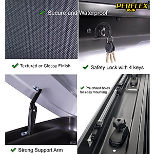 Perflex Bosphorus Rooftop Cargo Box Carrier Large 17 Cubic Feet Car Top Mount Travel Luggage Storage, Dual Side Opening, 130 Lbs Weight Capacity, Extra Keys, Straps (Black)