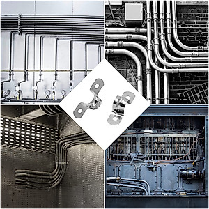 Jersvimc 16Pcs 1 1/4 Inch Stainless Steel Conduit Clamps, Two Hole Strap U Bracket Rigid Pipe Strap Metal U Clamp Conduit Strap Tension Clips U-tube Clamp Heavy Duty