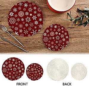 ALAZA Christmas Snowflake Pot Holders Trivets Set 2 Pcs,Potholders for Kitchens,Cotton Coasters Trivets for Hot Dishes/Hot Pots and Pans/Hot Pot Holders