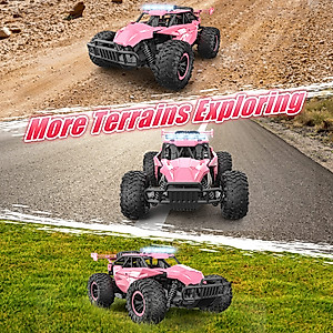 kolegend Remote Control Car for Girls 50+min Monster Trucks 20km/h 1:12 Scale 13 Inch All Terrains RC Truck with Flashing Chassis Lights Gift Toys for Girls Kids Boys